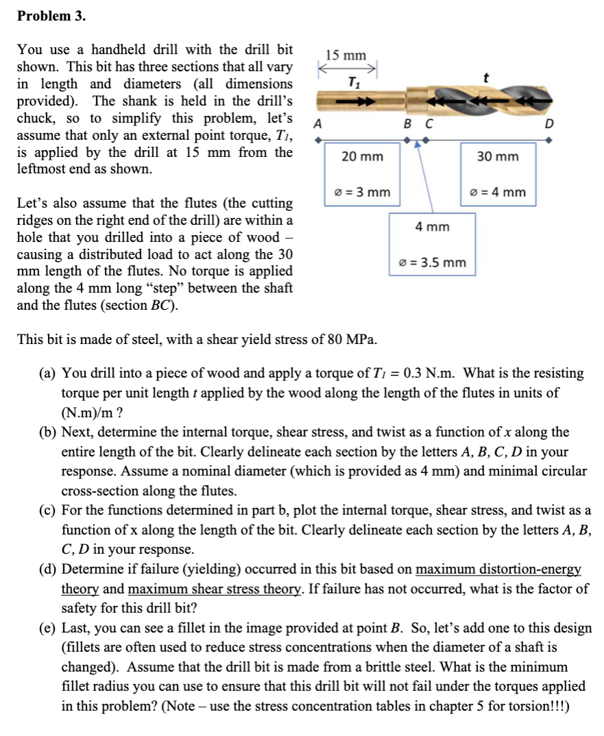 Solved Problem 3.You use a handheld drill with the drill | Chegg.com