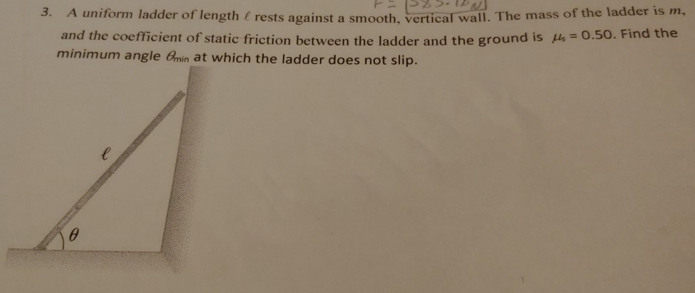 Solved SS. 3. A uniform ladder of length Crests against a | Chegg.com