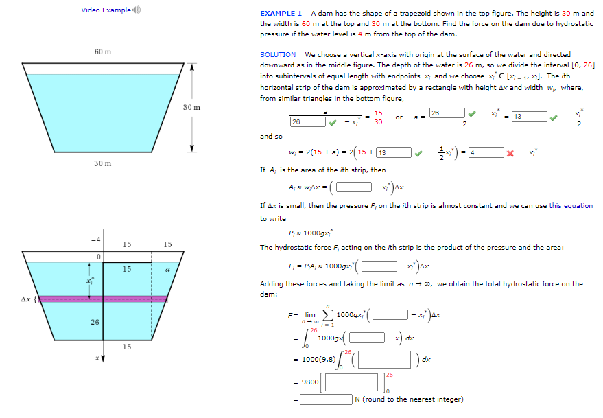 Solved Video Example= EXAMPLE 1 A dam has the shape of a | Chegg.com