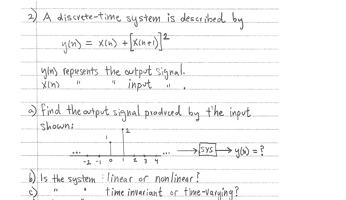 Solved 2) A discrete-time system is described by (n) = x() + | Chegg.com