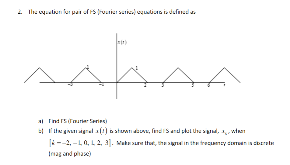 2. The equation for pair of FS (Fourier series) | Chegg.com
