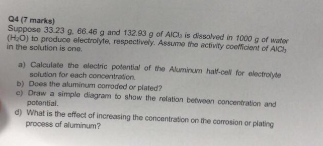 Solved Q4 (7 marks) Suppose 33.23 g. 66.46 g and 132.93 g of | Chegg.com