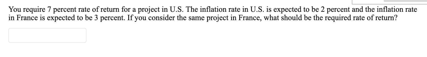 Solved You require 7 percent rate of return for a project in | Chegg.com