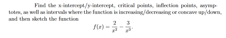 Solved Find the x-intercept/y-intercept, critical points, | Chegg.com