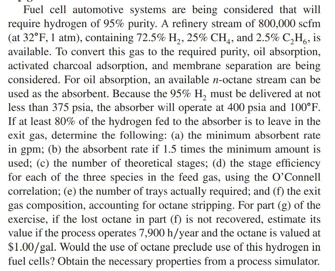 Solved Fuel cell automotive systems are being considered | Chegg.com