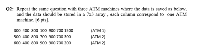 Q2: Repeat the same question with three ATM machines | Chegg.com