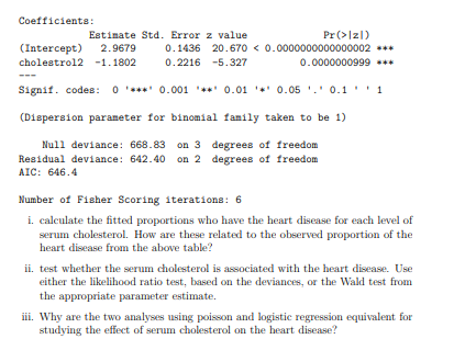 The following R output is from fitting a logistic | Chegg.com