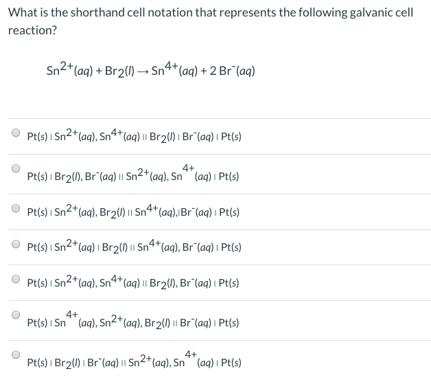 Solved What is the shorthand cell notation that represents | Chegg.com