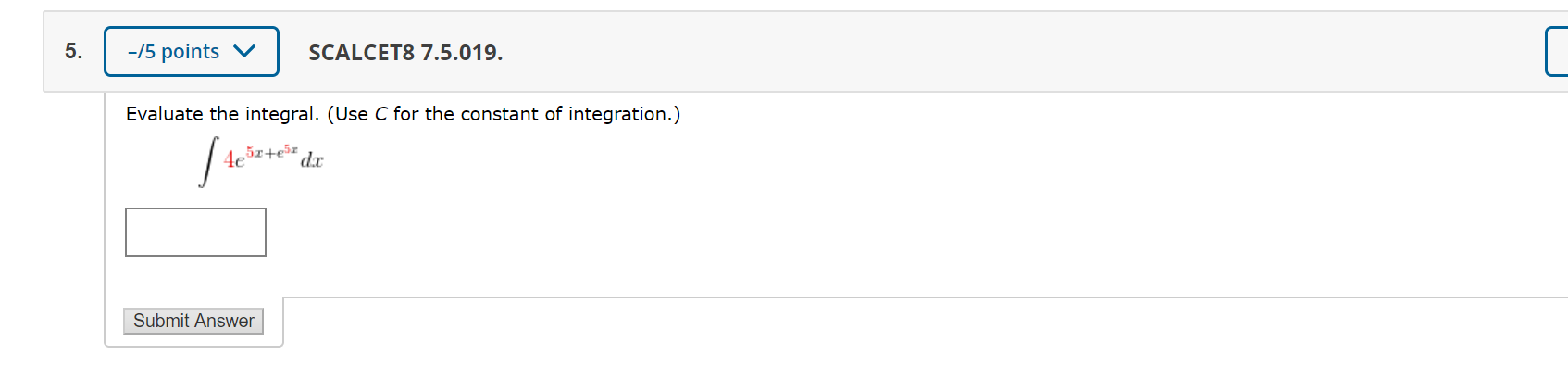 Solved 0/5 points v Previous Answers SCALCET8 7.5.503.XP. My | Chegg.com