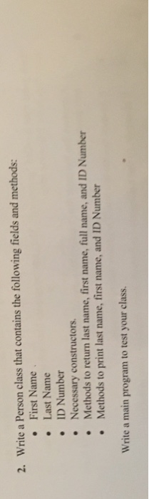 Solved Write a Person class that contains the following | Chegg.com