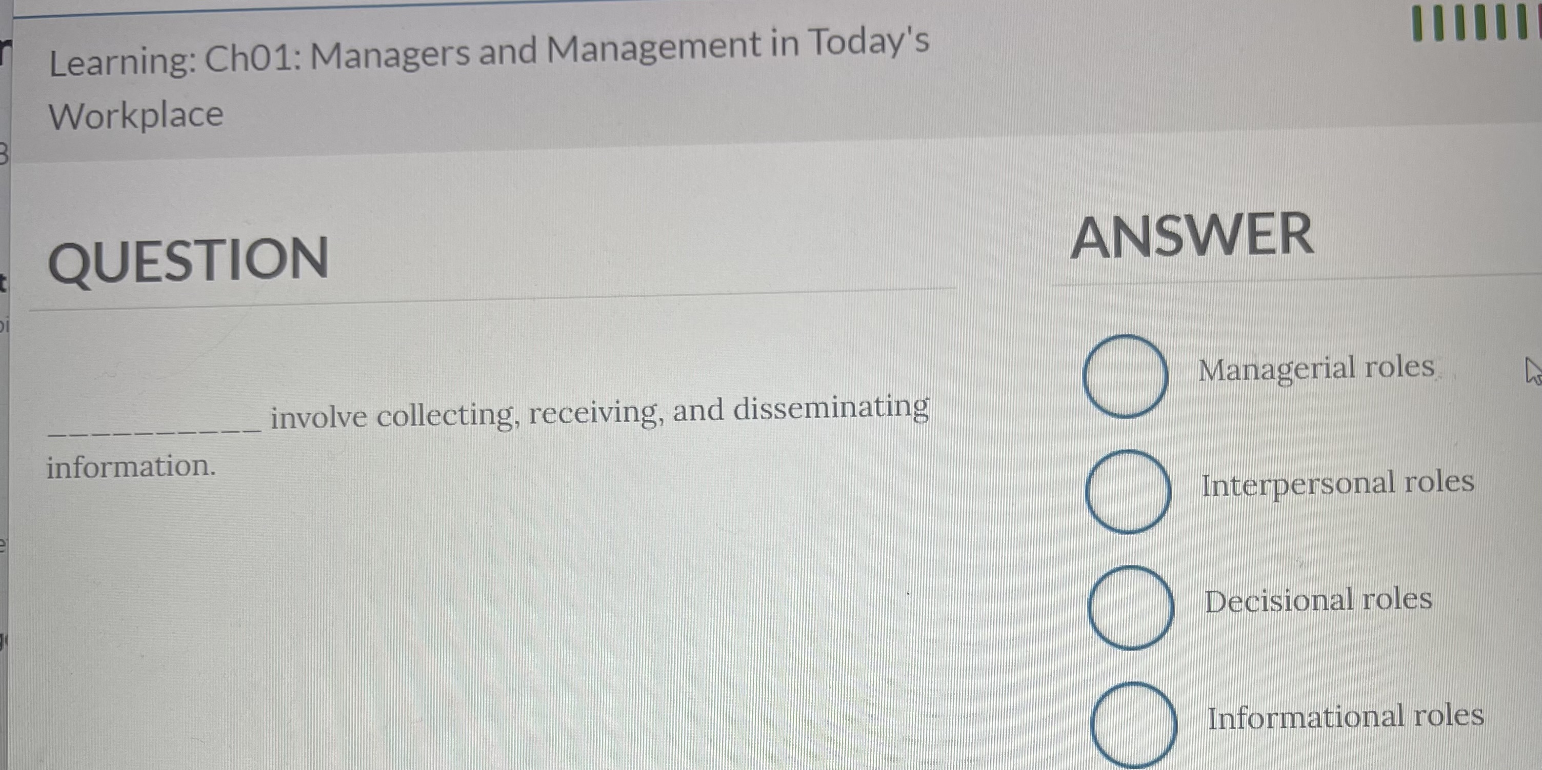 Solved Learning: Ch01: Managers and Management in | Chegg.com
