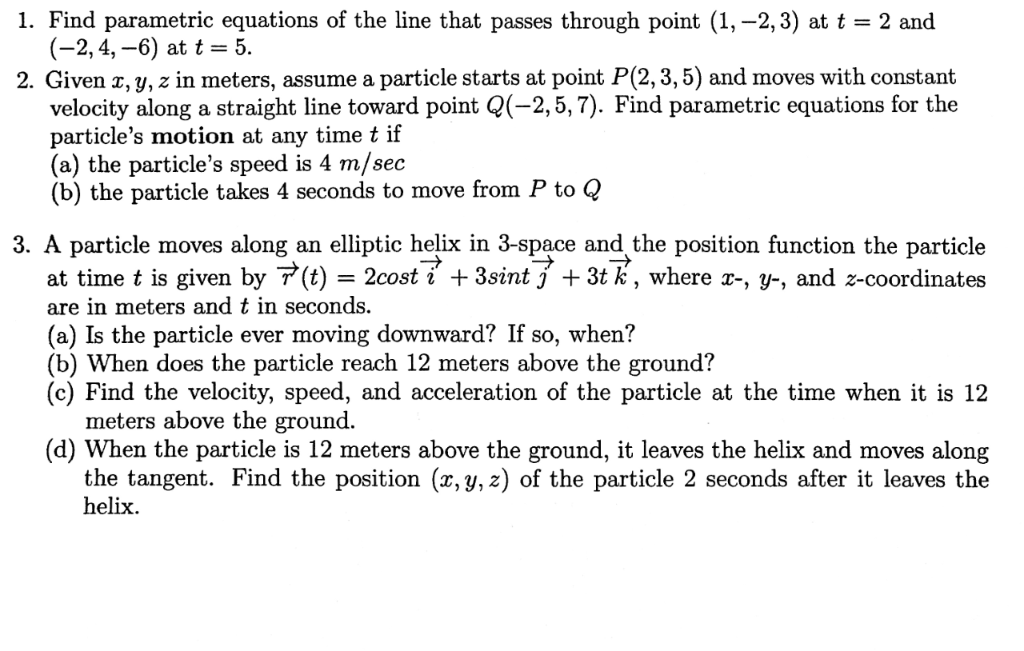 Solved 1. Find parametric equations of the line that passes | Chegg.com