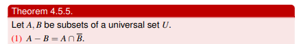 Solved Theorem 4.5.5. Let A, B be subsets of a universal set | Chegg.com