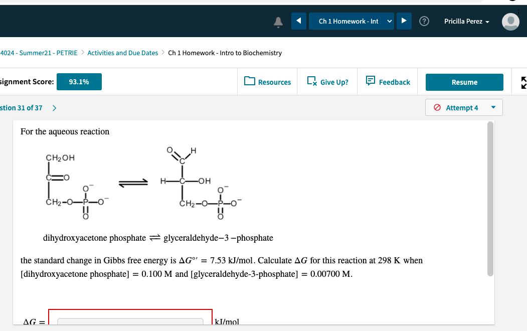 Solved For the aqueous reaction dihydroxyacetone phosphate | Chegg.com