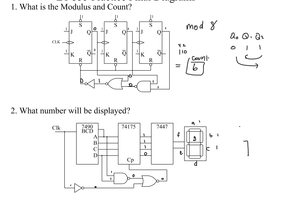 Solved 1. What is the Modulus and Count? S S mod 8 1 Qo Q, | Chegg.com
