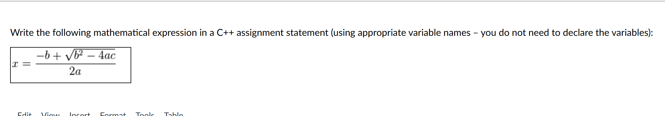 Solved Write the following mathematical expression in a C++ | Chegg.com