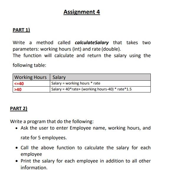 Solved Assignment 4 PART 1) Write a method called calculate | Chegg.com