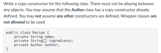 Solved Write a copy constructor for the following class. | Chegg.com Solved Write a copy constructor for the following class. | Chegg.com
