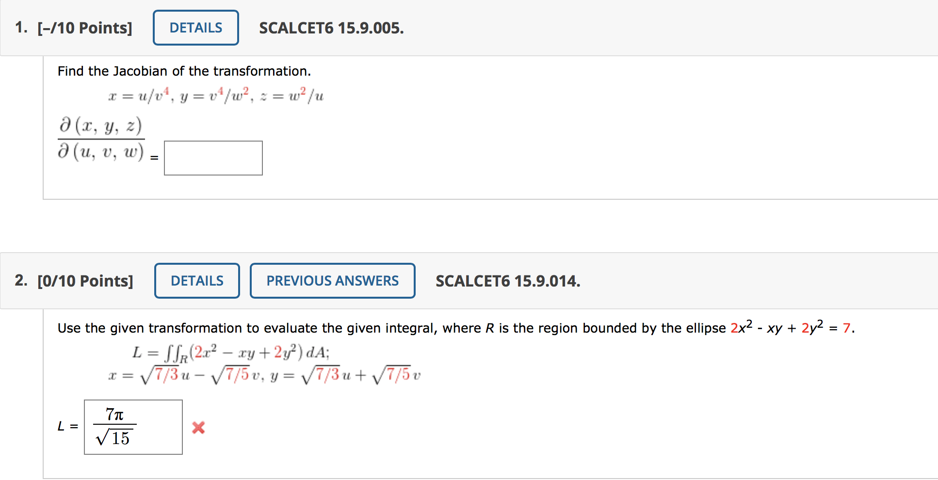 Solved 1. [-/10 Points] DETAILS SCALCET6 15.9.005. Find the | Chegg.com