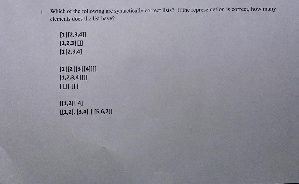Solved 1 Which Of The Following Are Syntactically Correct