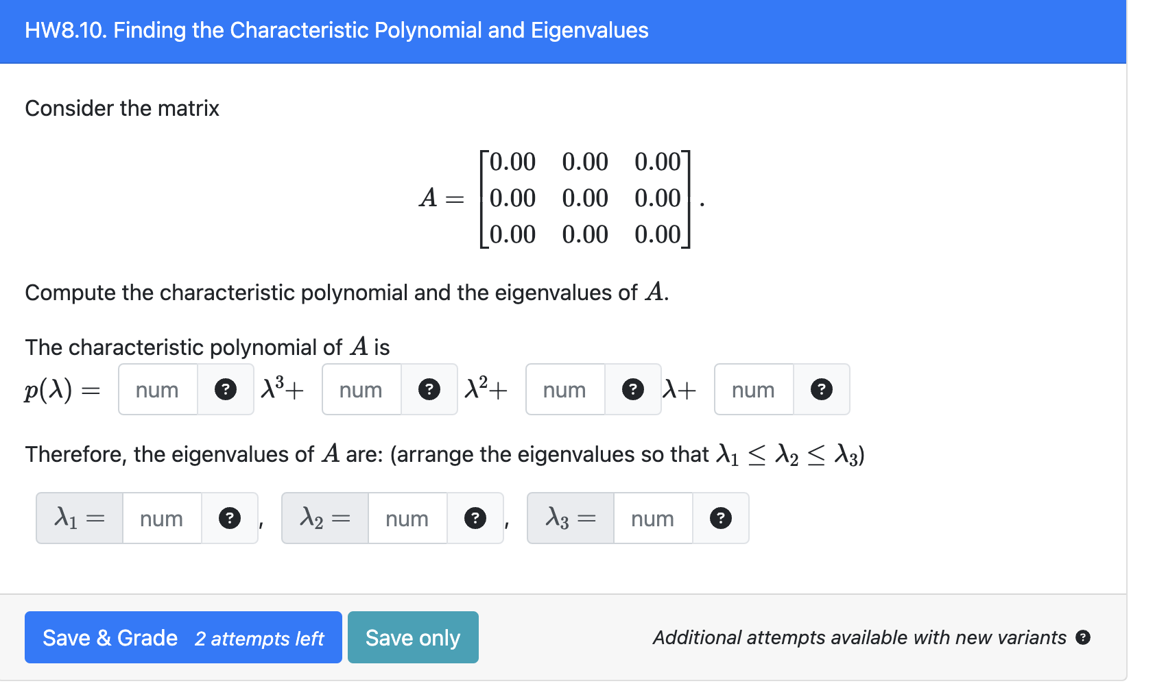 Solved HW8.10. Finding the Characteristic Polynomial and | Chegg.com