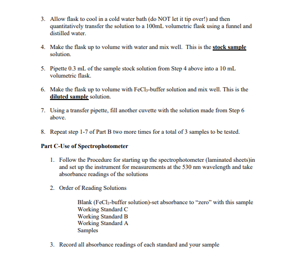 Procedure: Part A-Preparation of Standard Solutions | Chegg.com