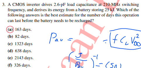 Solved 3. A CMOS inverter drives 2.6−pF load capacitance at | Chegg.com