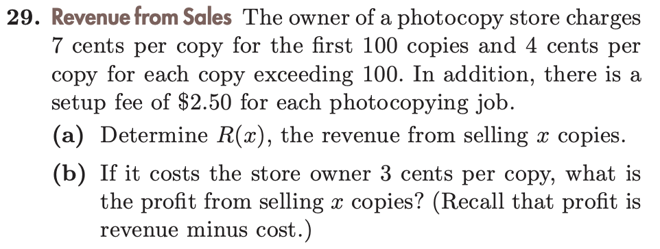 Solved 29. Revenue from Sales The owner of a photocopy store | Chegg.com