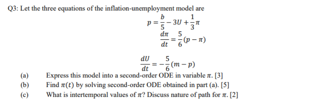 Solved Q3: Let the three equations of the | Chegg.com