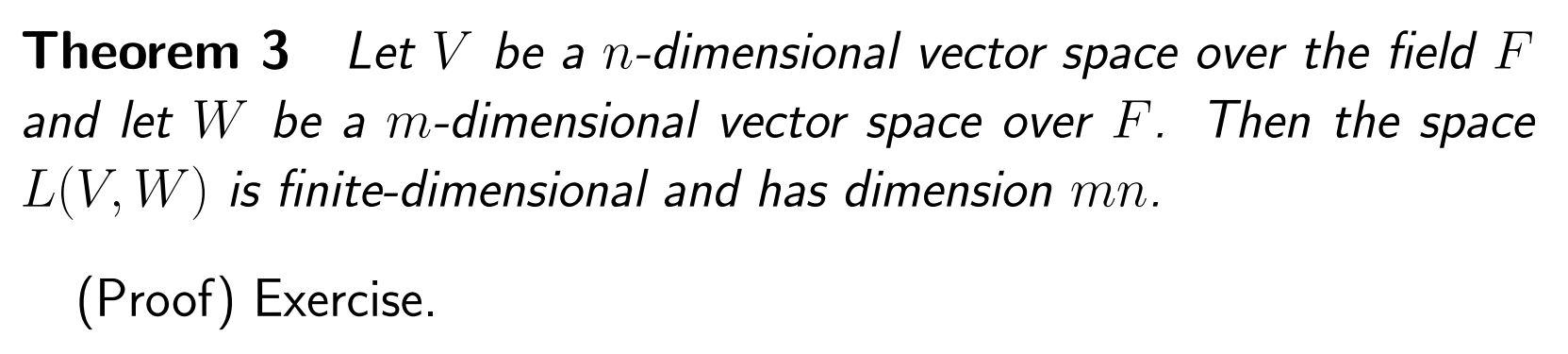 Solved a Theorem 3 Let V be a n-dimensional vector space | Chegg.com