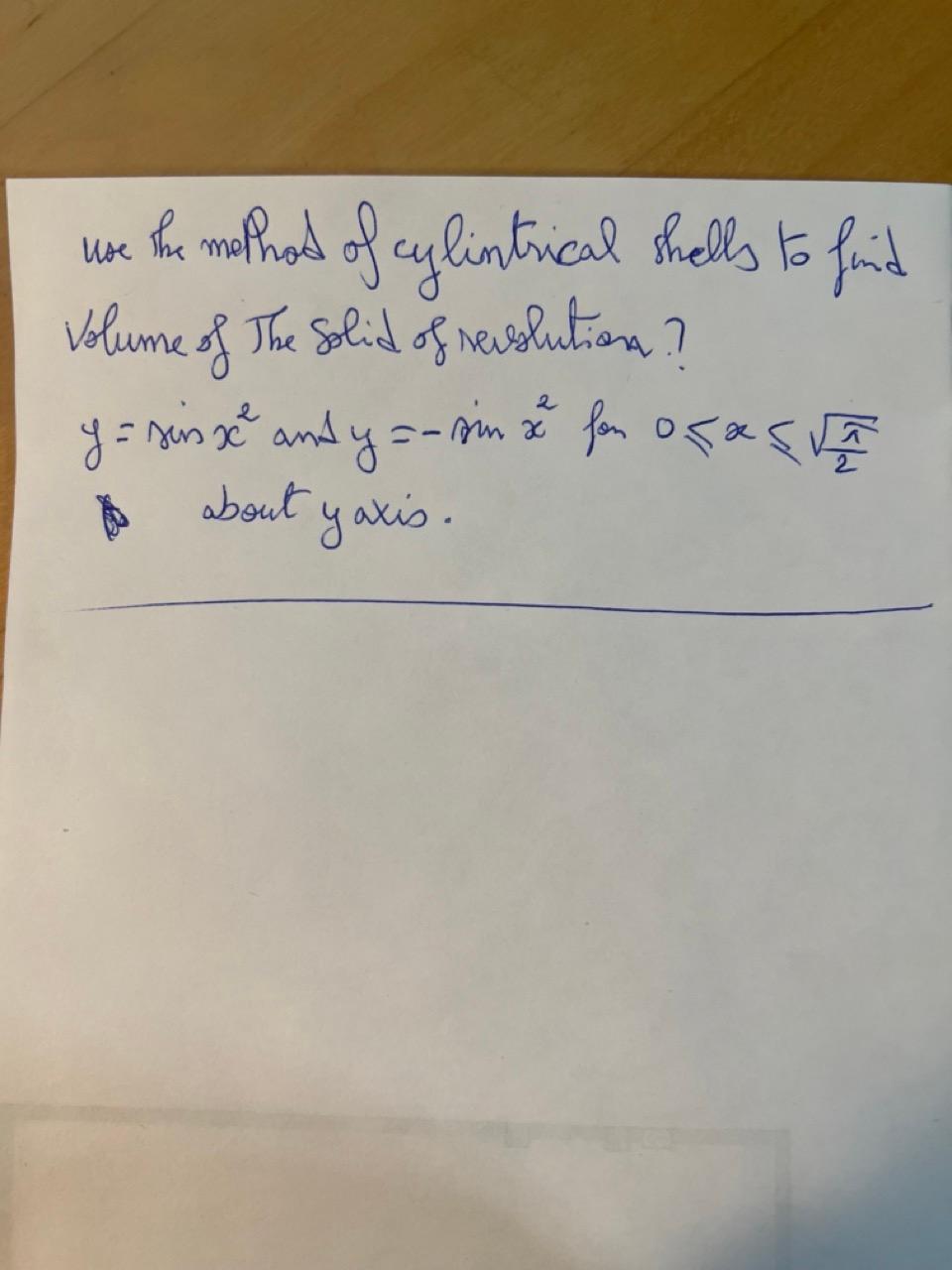 Solved use the melhod of cylintrical shells to find Volume | Chegg.com