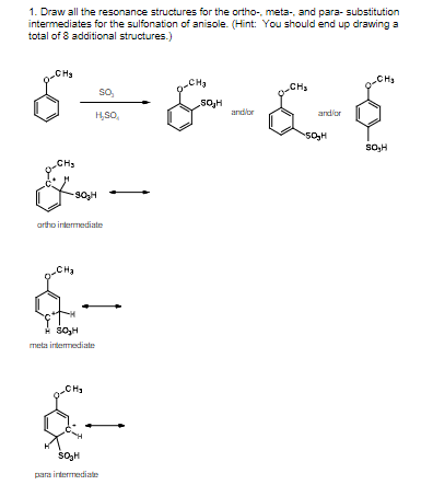 Solved 1. Draw all the resonance structures for the ortho-, | Chegg.com