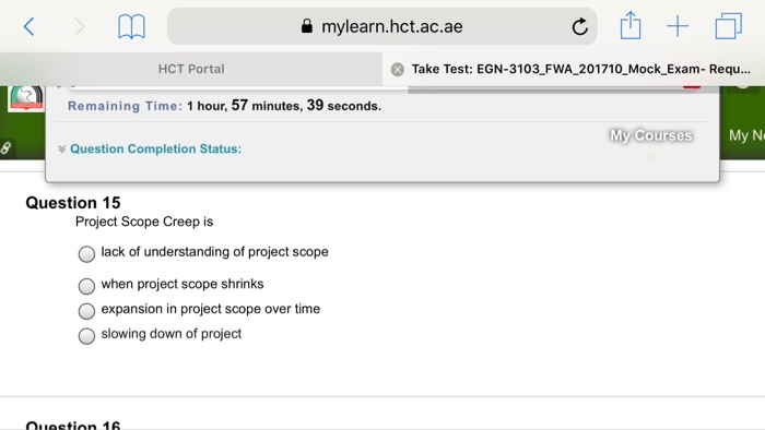 Solved 을 mylearn.hct.ac.ae 「山 HCT Portal Take Test: | Chegg.com