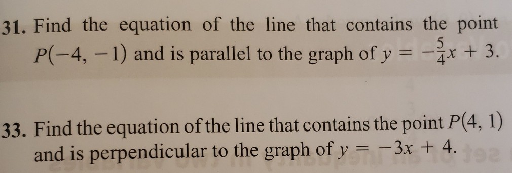 Solved 1 Find equations of parallel and perpendicular lines | Chegg.com
