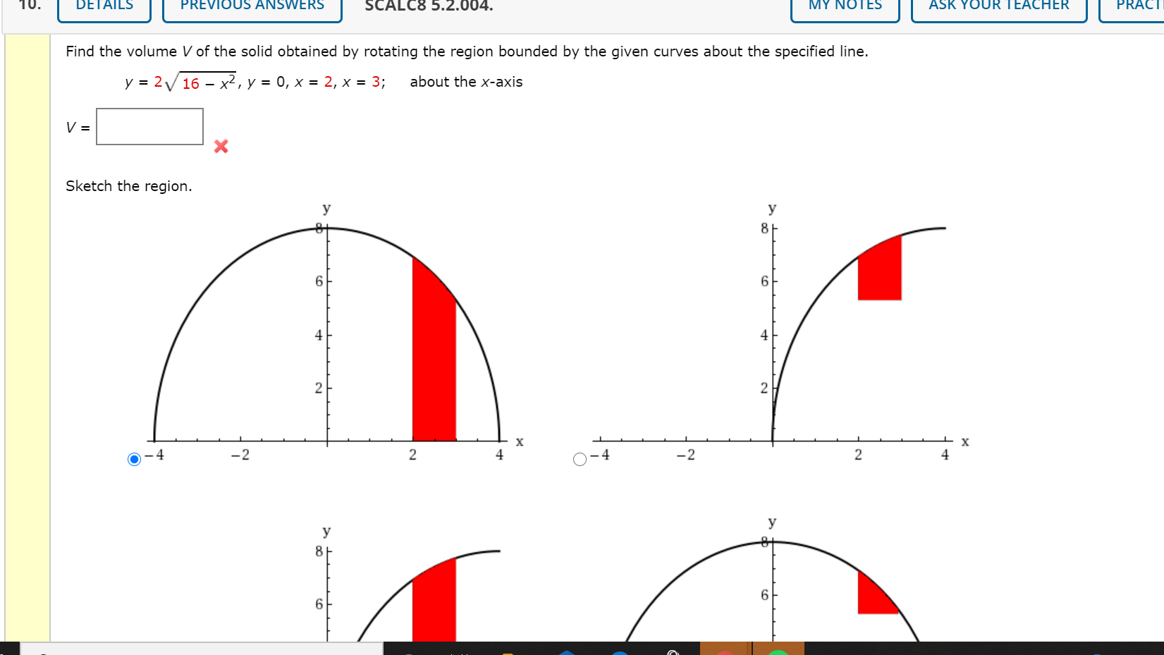 Solved find the volume of the colid obtained by rotating the | Chegg.com