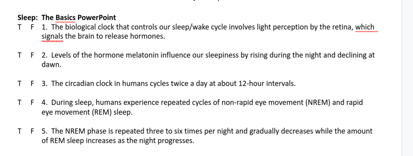 Solved T Sleep: The Basics PowerPoint F 1. The biological | Chegg.com