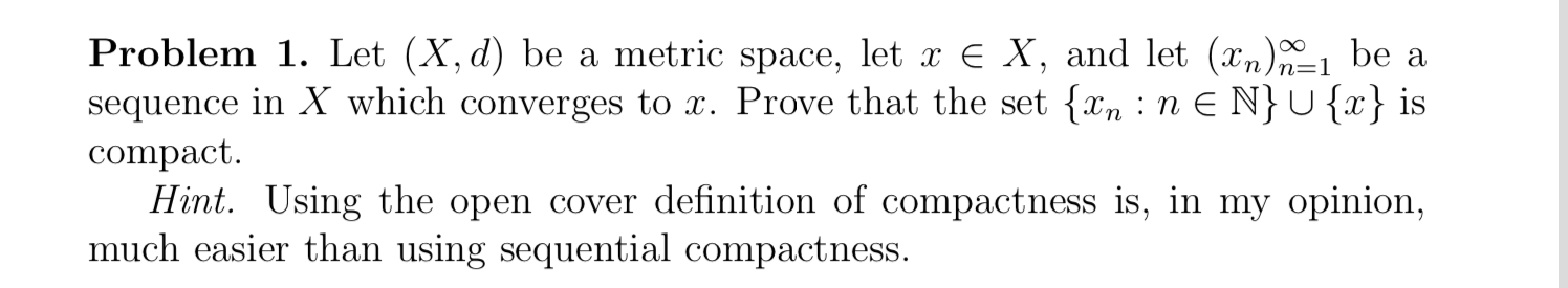 Solved Problem 1. Let (X,d) be a metric space, let x∈X, and | Chegg.com
