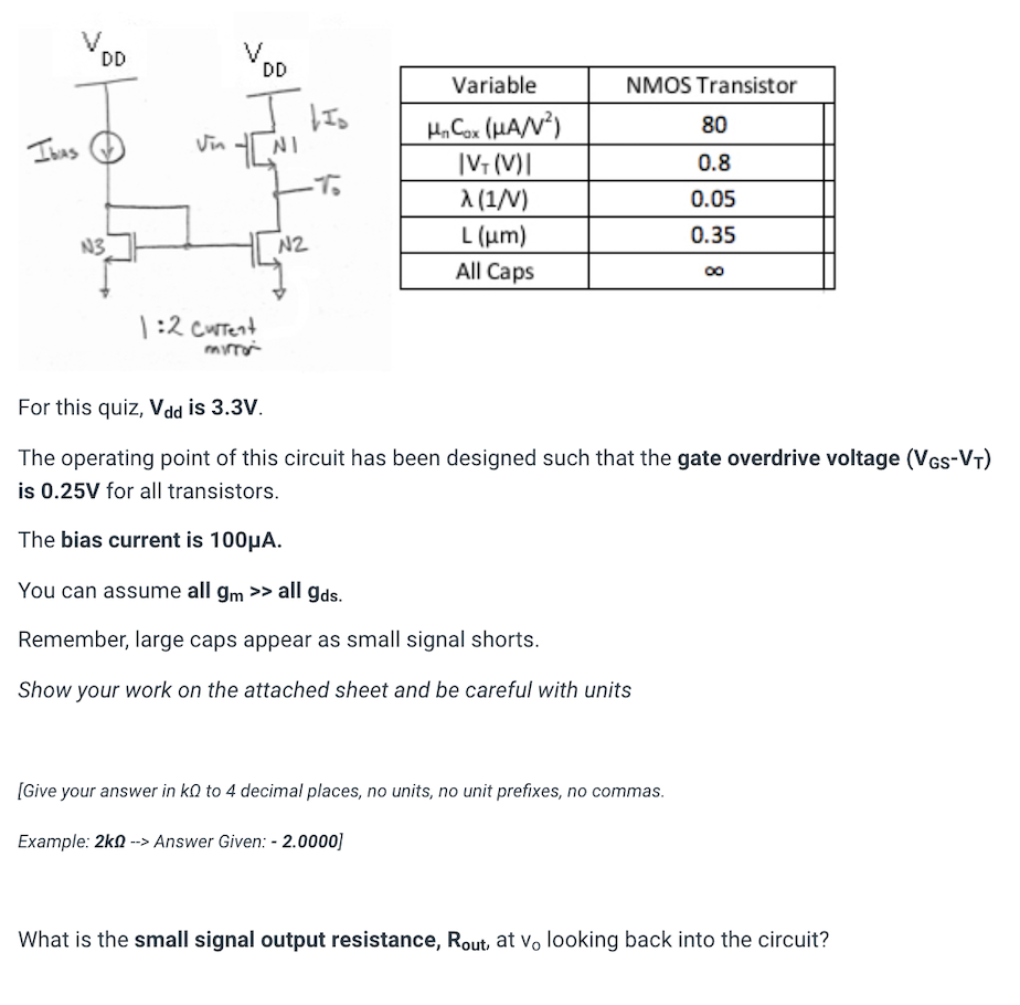 Solved V DD Noo DD Variable I lio NMOS Transistor 80 M. Cox | Chegg.com