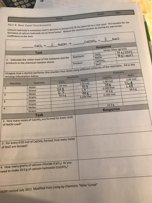 Solved Date 3 Culinary Chemistry: Stoichiometry Made Simple | Chegg.com