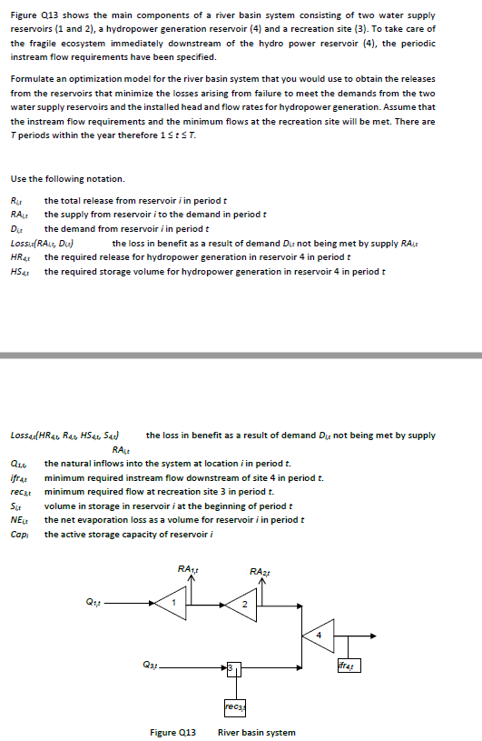 Solved Figure Q13 shows the main components of a river basin | Chegg.com