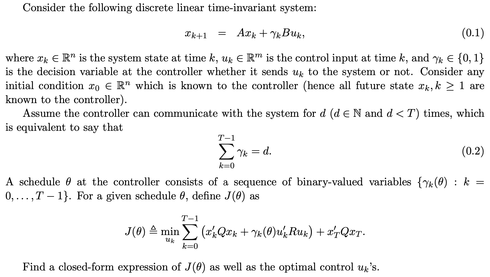 Solved Consider the following discrete linear time-invariant | Chegg.com