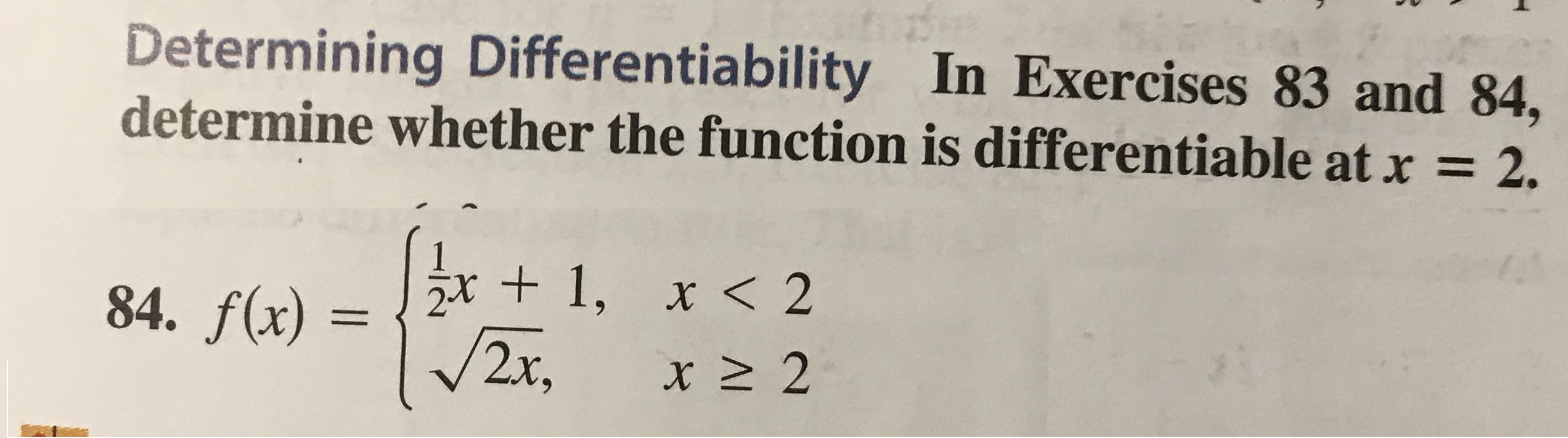 Solved Determining Differentiability In Exercises 83 and 84, | Chegg.com