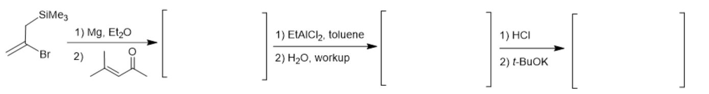 Solved SiMe3 1) Mg, Et20 1) EtAICI2, toluene 1) HCI Br 2) li | Chegg.com