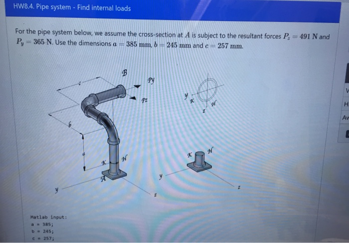 Solved HW8.4. Pipe system - Find internal loads For the pipe | Chegg.com Solved HW8.4. Pipe system - Find internal loads For the pipe | Chegg.com