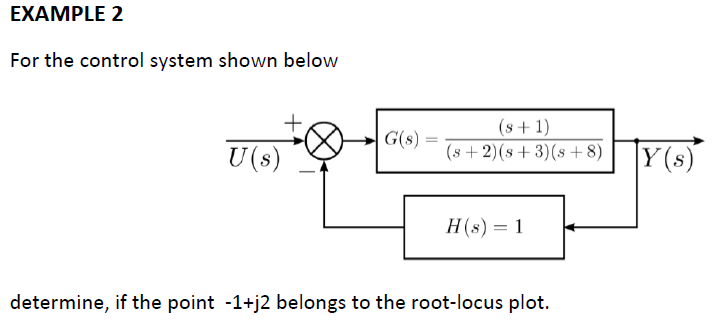 Solved EXAMPLE 2 For the control system shown below + U(s) | Chegg.com