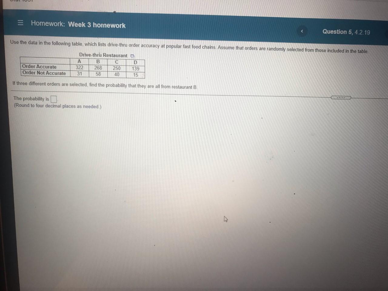 Solved = Homework: Week 3 hornework Question 5, 4.2.19 Use | Chegg.com