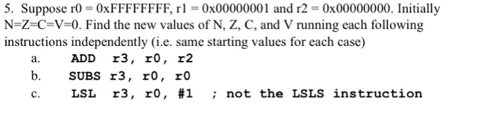 Solved 5. Suppose rO 0xFFFFFFFF, r1 0x00000001 and r2 | Chegg.com