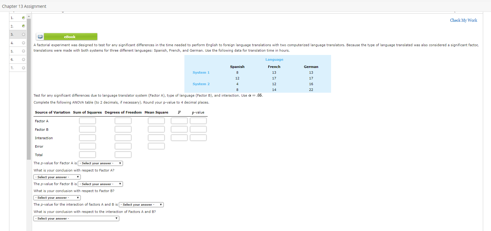 Solved Chapter 13 Assignment Check My Work eBook oooooo A | Chegg.com