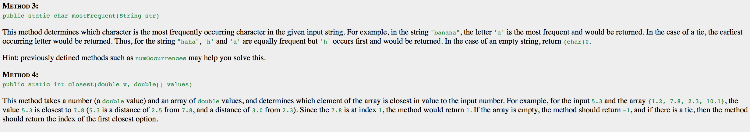 METHODS 1A/1B: public static char[] | Chegg.com