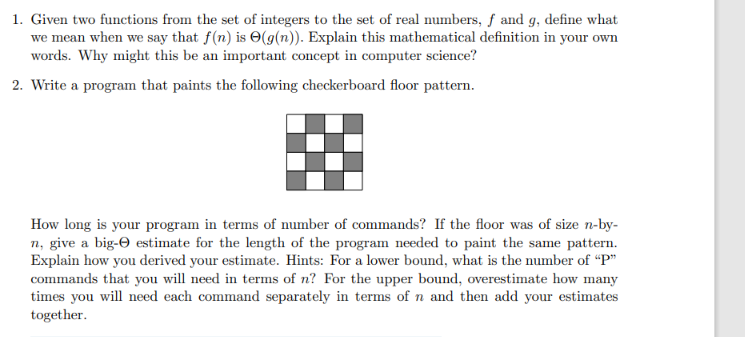 Solved 1. Given two functions from the set of integers to | Chegg.com
